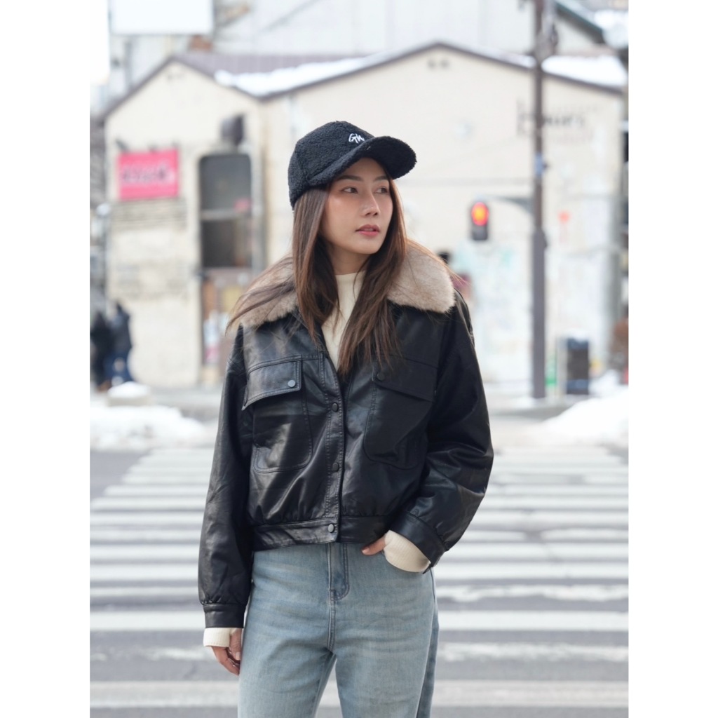 J047 Winter leather jacket | Shopee Thailand