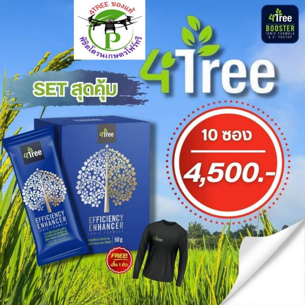 4Tree โฟร์ ทรี1กล่อง(10ซอง)ใช้ได้ 200 ไร่ สารเสริมประสิทธิภาพ พืชโตเร็วใช้ได้กับพืชทุกชนิด จาก ...