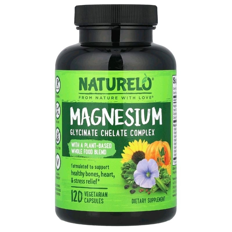 Naturelo, Magnesium Glycinate Chelate Complex, 120 Vegetarian Capsules ...