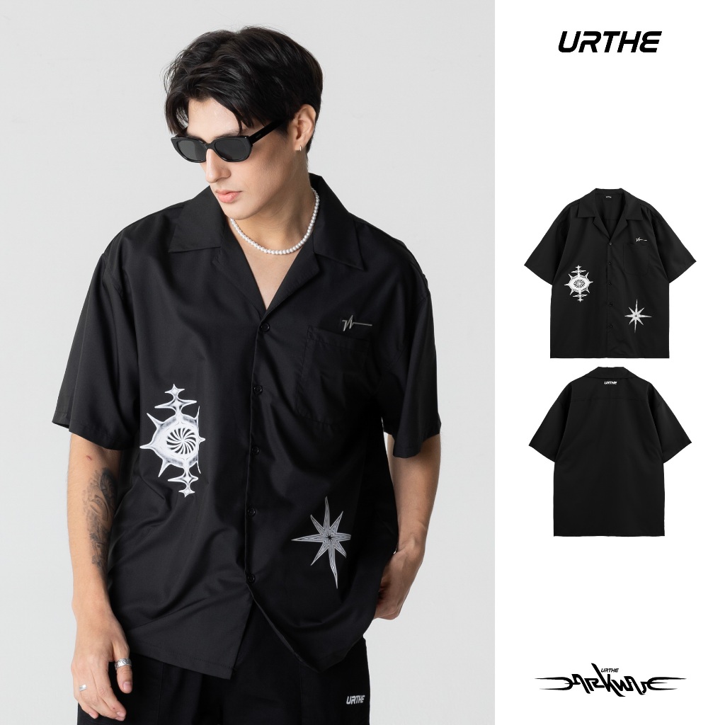 URTHE - เสื้อเชิ้ต เเขนสั้น Oversize Col. DARKWAVE รุ่น DW BASIC SHIRT | Shopee Thailand