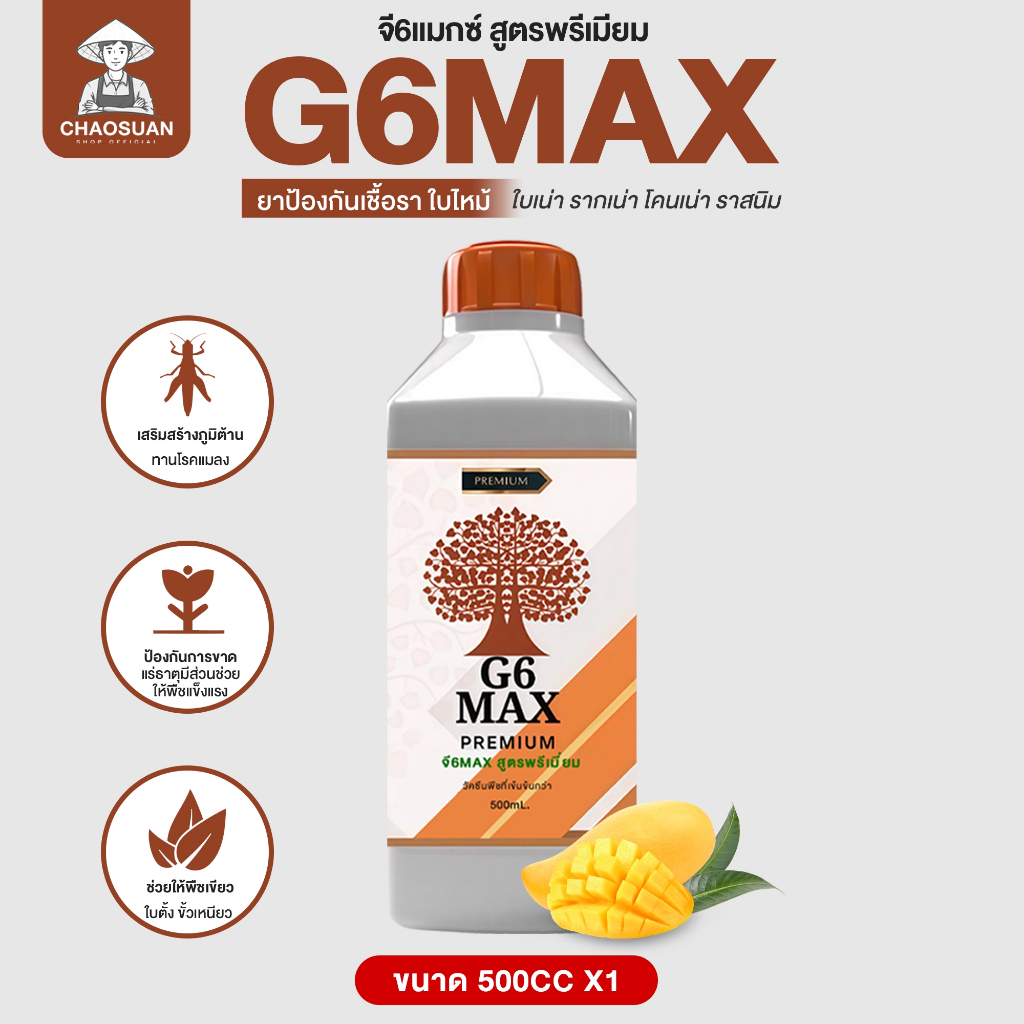 G6MAX 500ml. ยาป้องกันเชื้อรา จี6แมกซ์ ใบไหม้ ใบเน่า รากเน่า โคนเน่า ราสนิม ราชมพู โรคเชื้อราใน ...