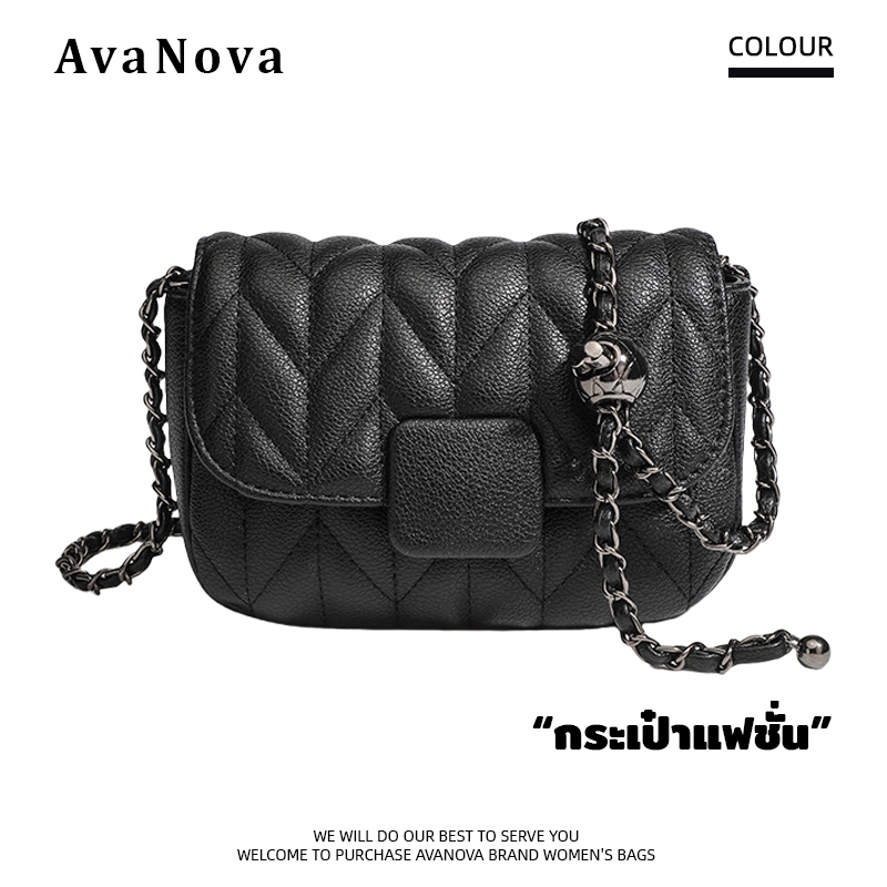 AvaNova กระเป๋าสะพายข้างผู้หญิง สไตล์เกาหลี เรียบง่าย มีซิป หนังPU ...