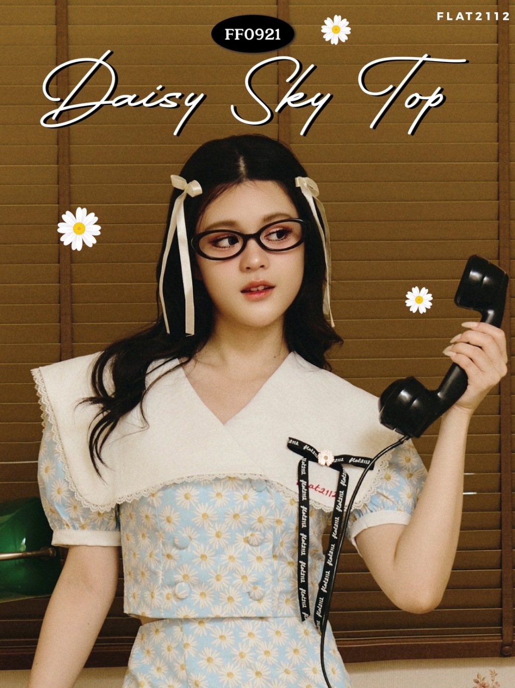 FLAT2112 FF0921 : DAISY SKY TOP เสื้อครอป เสื้อปกใหญ่ | Shopee Thailand