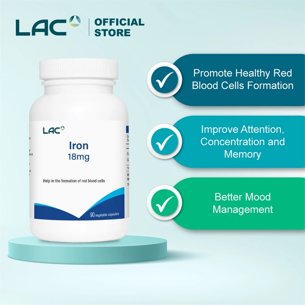 LAC Iron ธาตุเหล็ก 18mg 90 caps | Shopee Thailand