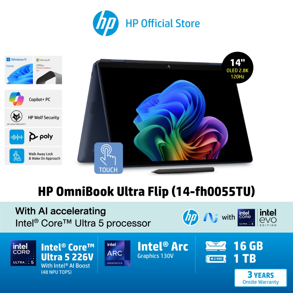 [พิเศษ+กดเพิ่มของแถม] HP OmniBook Ultra Flip Next Gen AI 14-fh0055TU ...