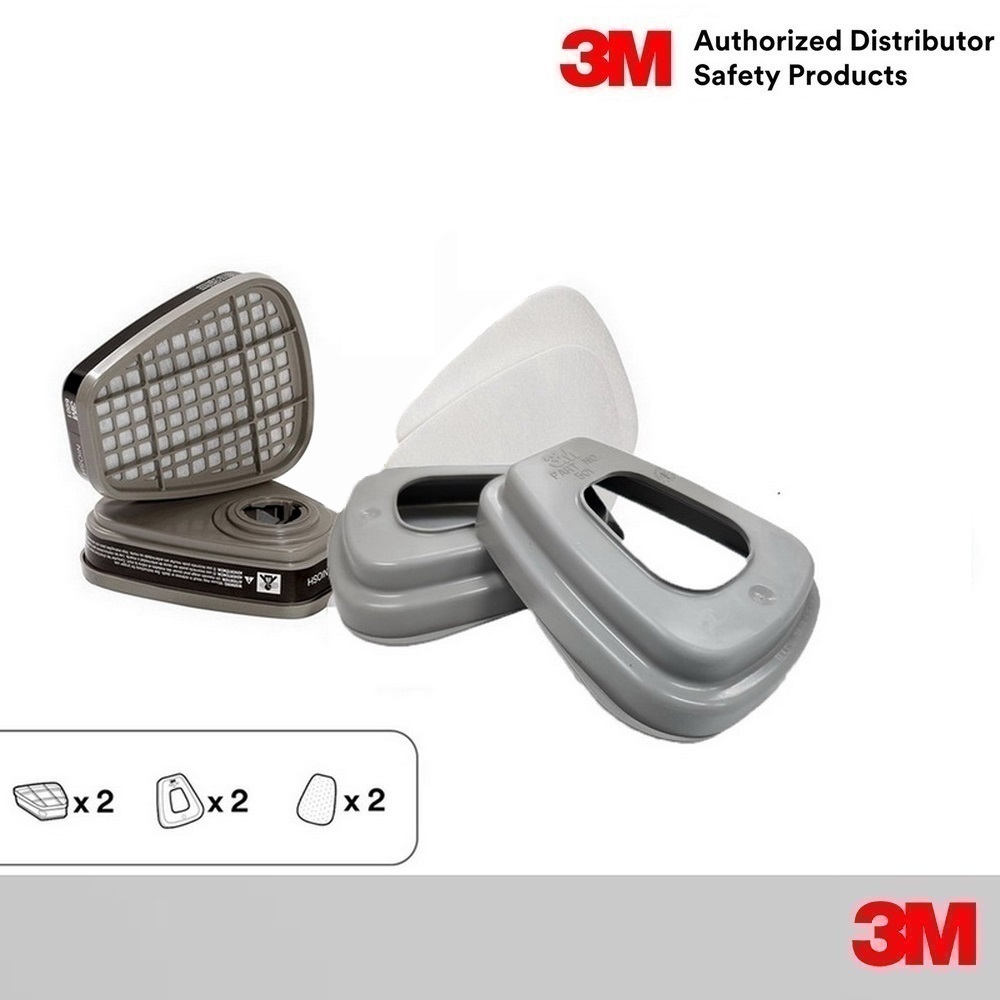 3M ชุดตลับกรอง 6001, ฟิลเตอร์ 5N11 2แผ่น, ฝาครอบ 501 2ชิ้น Set Filter ...