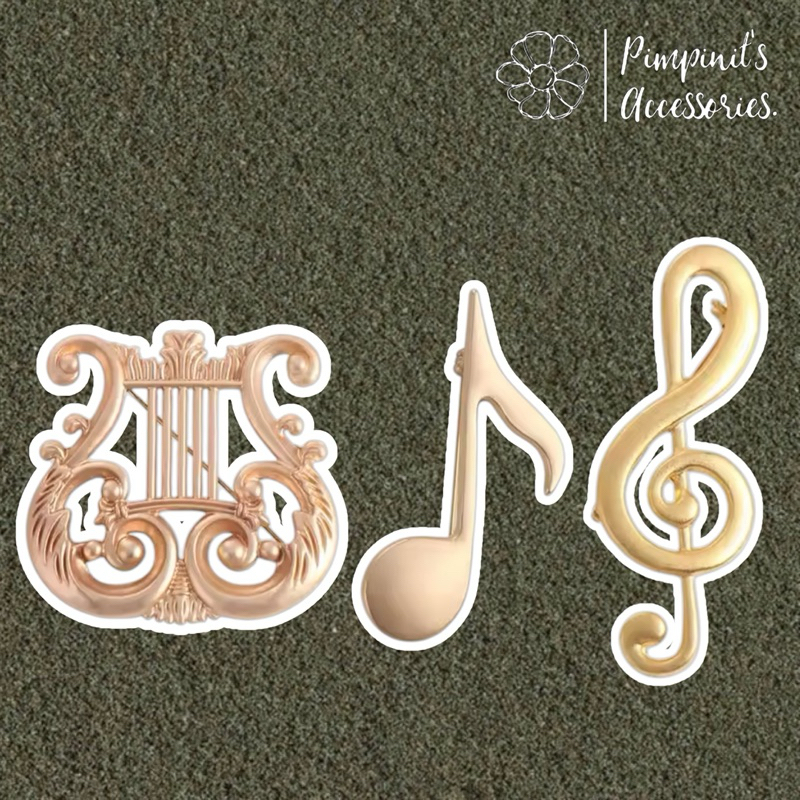 ร้านในไทยพร้อมส่ง : เข็มกลัดเซ็ทโน๊ตดนตรีสีทอง | GOLD MUSIC NOTE Enamel ...
