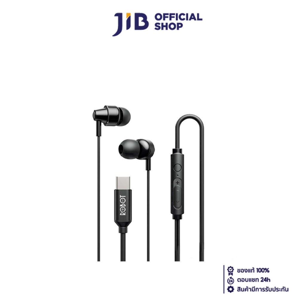 EARPHONE ROBOT IN-EAR USB-C WIRED (REC240S) 1.2M BLACK | Shopee Thailand