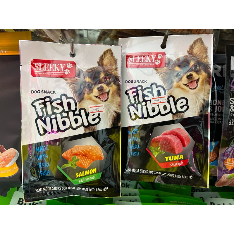 sleeky fish nibble ขนมสุนัข รสปลาแซลมอนและรสทูน่า ขนาด 50g | Shopee ...