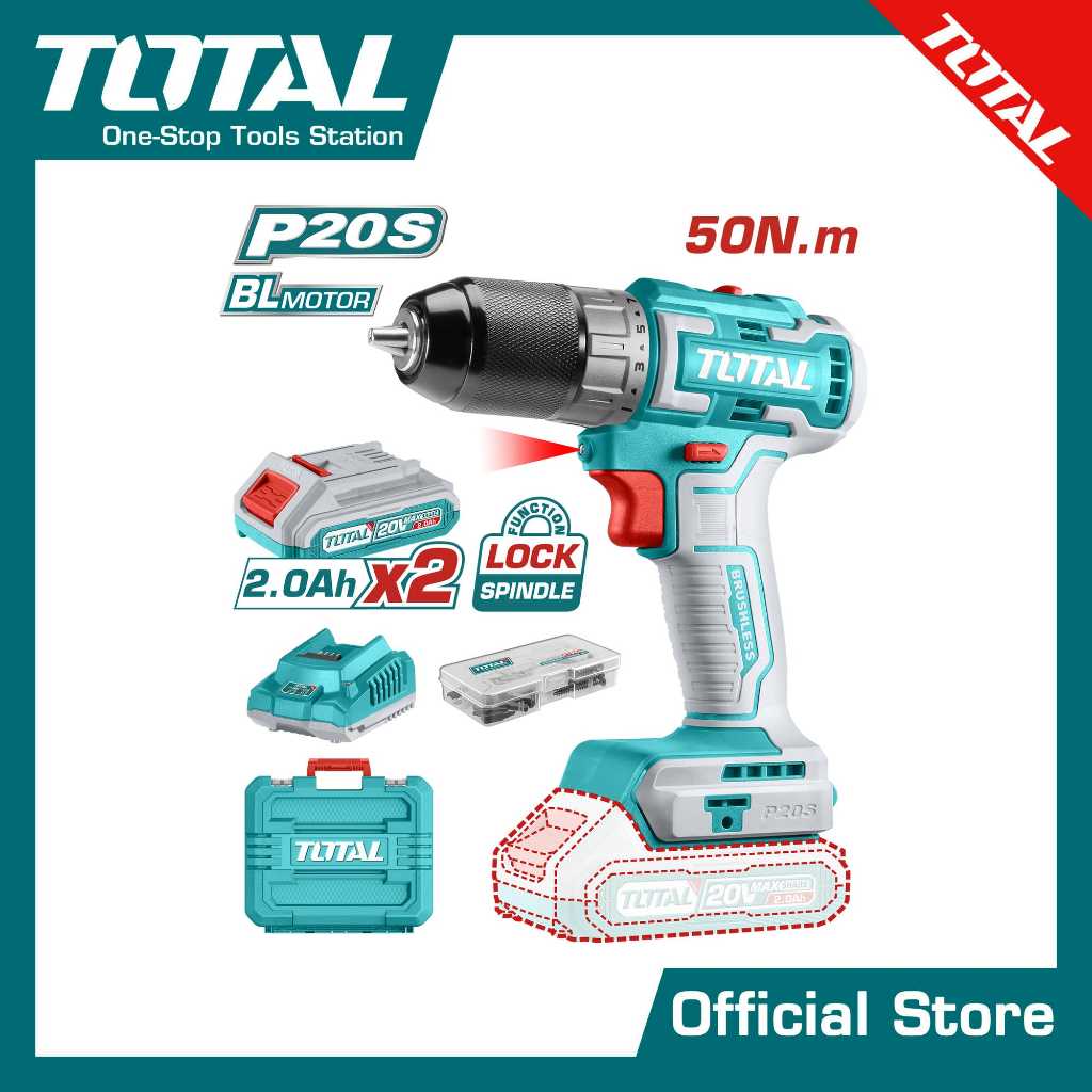 TOTAL สว่านแบตเตอรี่ไร้สาย20V. #TDLI20508 | Shopee Thailand