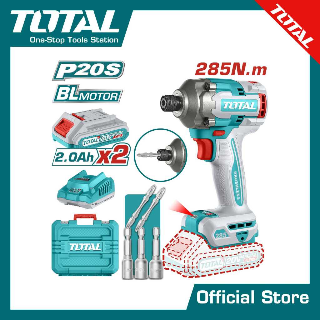 TOTAL สว่านไขควงกระแทกแบตเตอรี่ไร้สาย20V #TIRLI2028 | Shopee Thailand