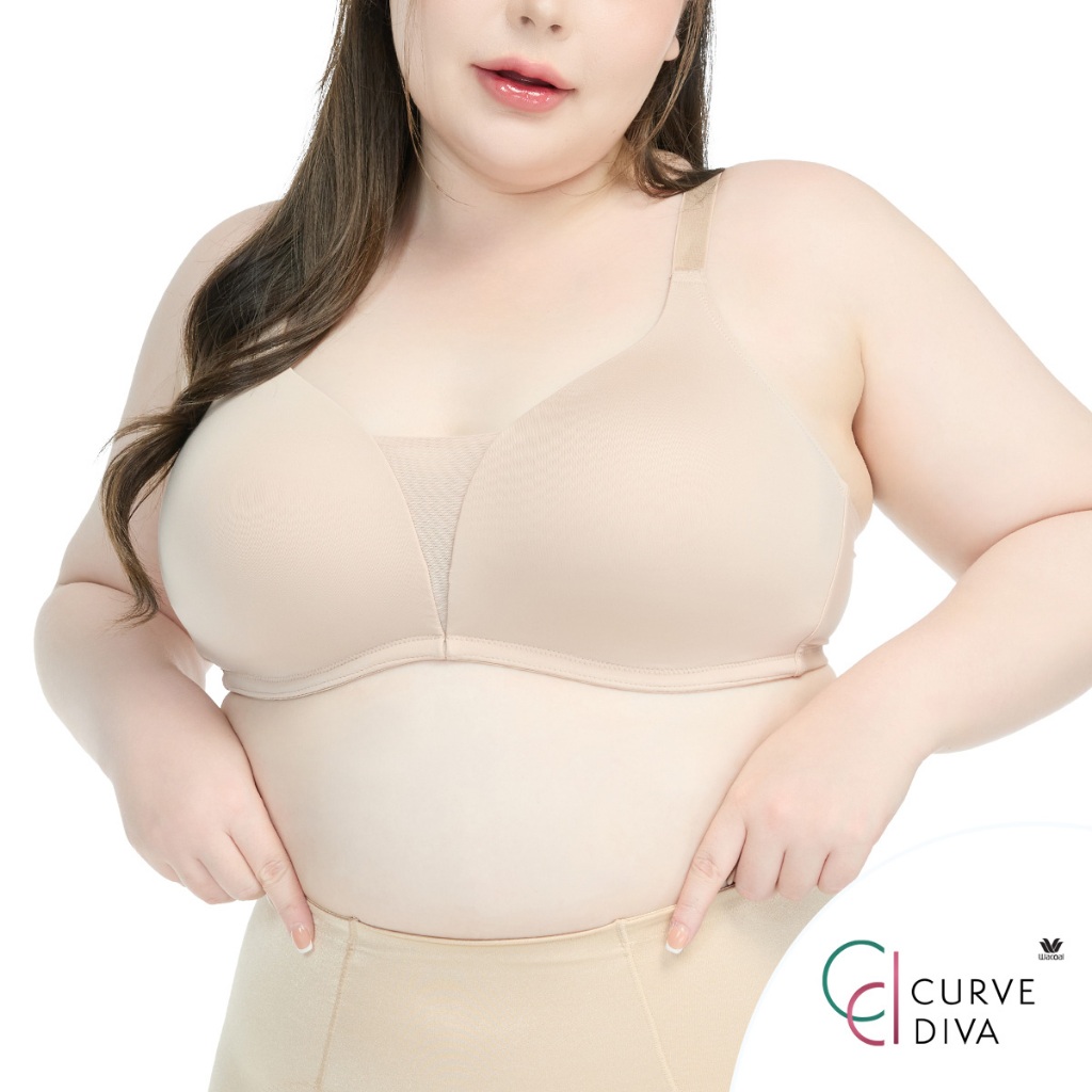 Wacoal Curve Diva บราไร้โครงเก็บกระชับ สาวพลัสไซซ์ รุ่น WQ1539 สีเบจ (BE) | Shopee Thailand