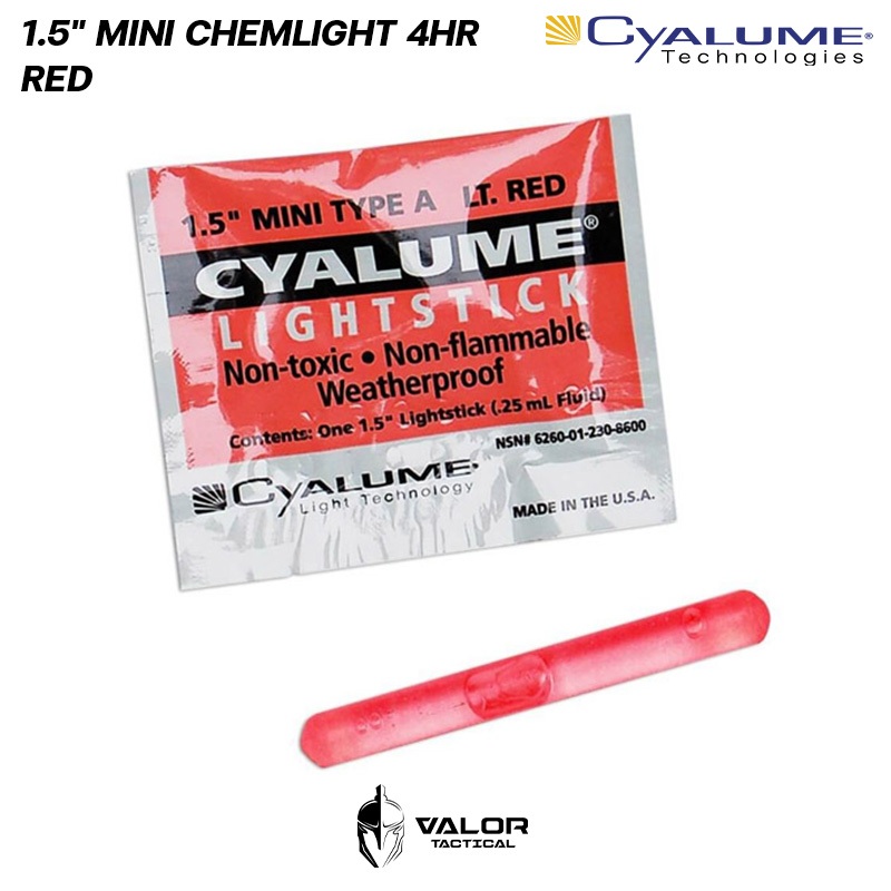 Cyalume - 1.5" Mini ChemLight 4hr [RED] แท่งเรืองแสง แท่งไฟ Stick สีแดง ...