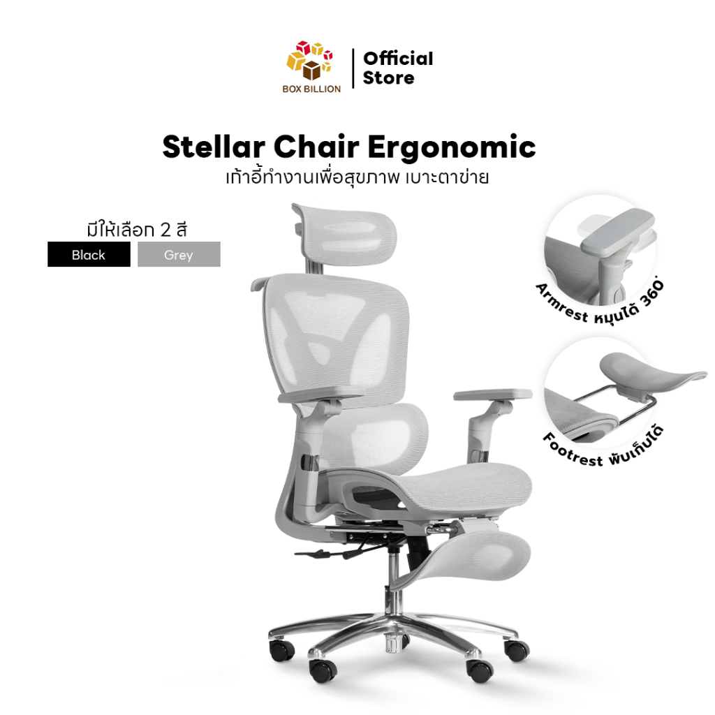 เก้าอี้เพื่อสุขภาพ Ergonomic DESKSPACE รุ่น Stellar Chair เบาะตาข่าย ...