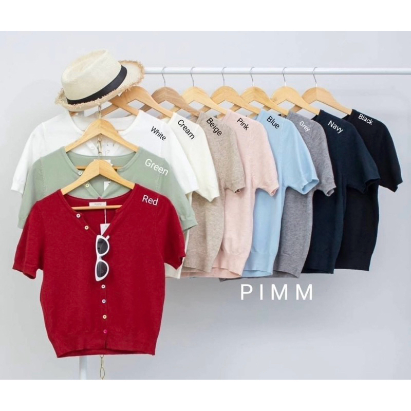 เสื้อไหมพรมแขนสั้น ป้าย PIMM กระดุมหลากสี มินิมอลมินิใจสุดๆ | Shopee Thailand