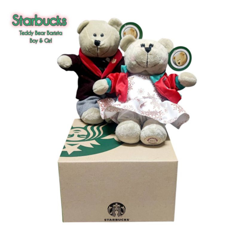 Starbucks Teddy Bears Boy & Girl Bearista 2017 Christmas Limited ...