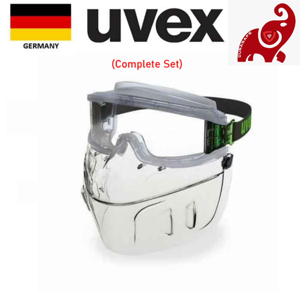 UVEX 9301555 Ultravision Face Shield Flip-Up Clear Supravision HC-AF Len c/w 9301906 Goggle ...
