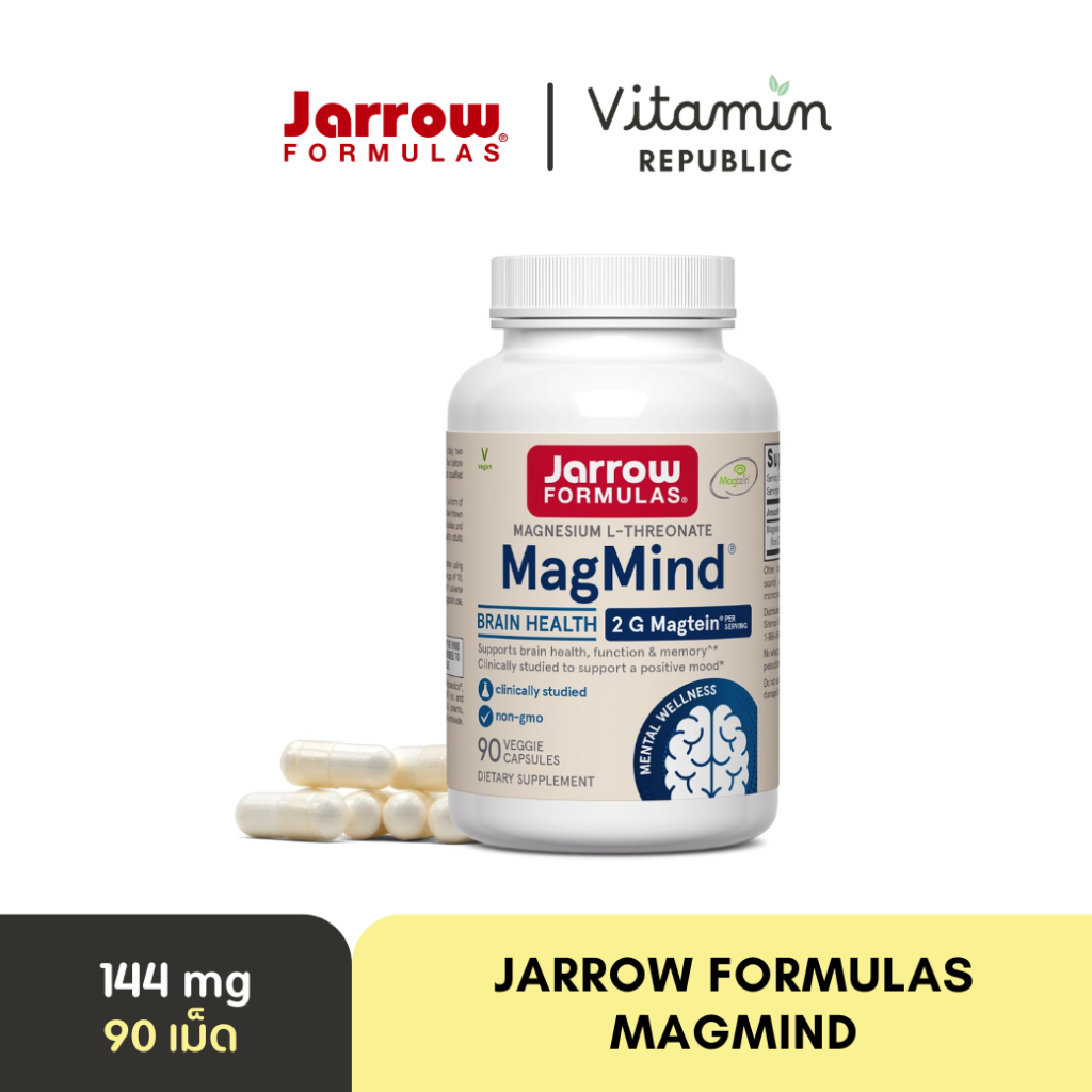 MagMind (144 mg/serving - 90 capsules) by Jarrow Formulas ,Magtein ...