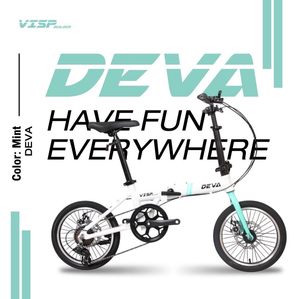 จักรยานพับได้ VISP DEVA 16" เฟรมอลูมีเนียม เกียร์ ชิมาโน่ 7 สปีด ดิสเบรค | Shopee Thailand