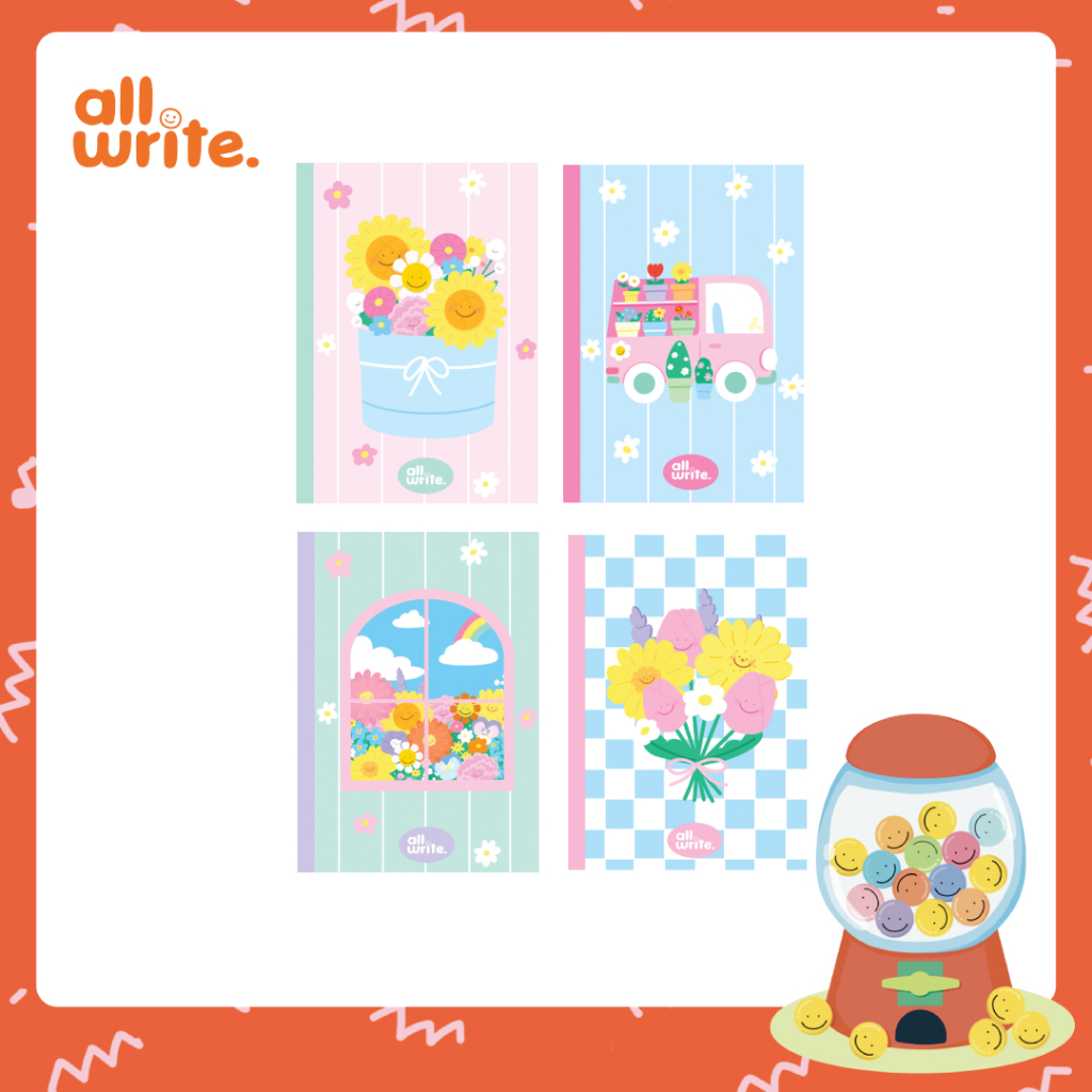 allwrite สมุดโน๊ต สมุดจดบันทึก A6 แบบมีเส้น ลายสุดน่ารัก มี 4 ลาย AW334 | Shopee Thailand