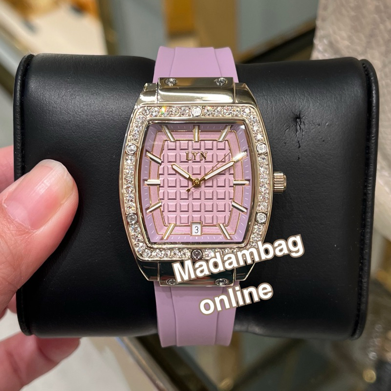 LYN Emmett Watch นาฬิกาข้อมือ สายซิลิโคน หน้าปัดเหลี่ยม ประดับคริสตัล ...