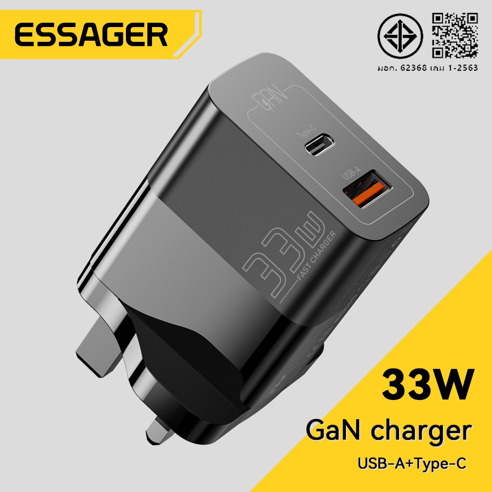 Essager 33W A+C เครื่องชาร์จแบบพกพา มาตรฐานอังกฤษ ทำงานร่วมกับอุปกรณ์ ...