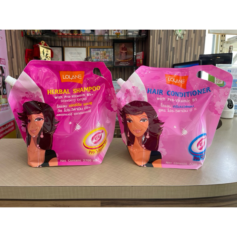 Lolane Herbal Shampoo/Conditioner Pro Vitamin B5 กลิ่น สตรอเบอรี่ ขนาด ...