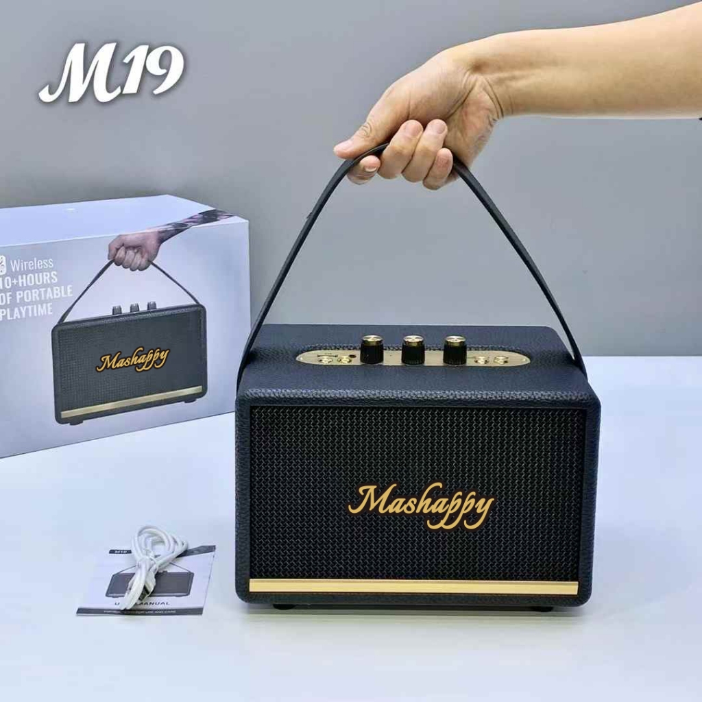 (ปรับเบสได้) ลำโพงบลูทูธ ดีไซส์หูหิ้ว รุ่น M19 รุ่นใหม่ล่าสุด ลำโพงไม้ หุ้มหนัง เสียงดี เบสแน่น ...