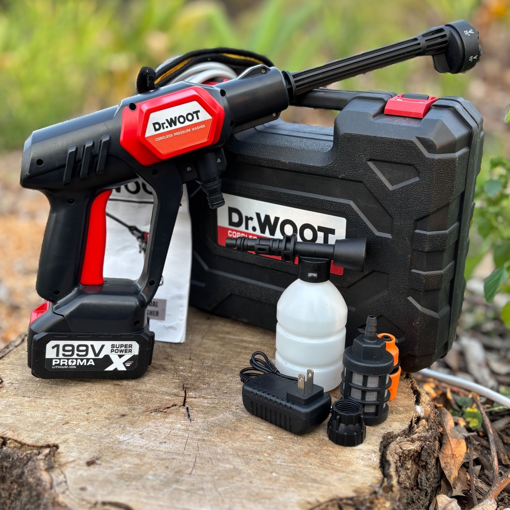 เครื่องฉีดน้ำแรงดันสูง ล้างรถ DR.WOOT แบตเตอรี่ เหมาะสำหรับล้างรถ ล้าง ...