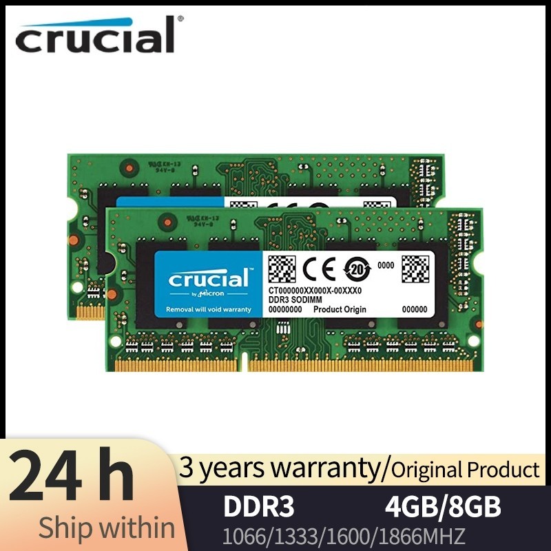 Crucial RAM DDR3 DDR3L 4GB 8GB 1333MHz 1600MHz 1866MHz หน่วยความจำ RAM สำหรับแล็ปท็อป SO-DIMM ...