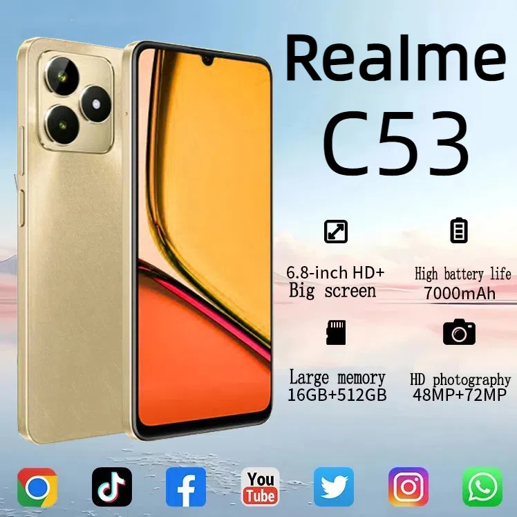 สมาร์ทโฟน ReaIme C53 16+512GB 6.8 นิ้ว 6800mAh 5G WIFI Android มือถือ ...
