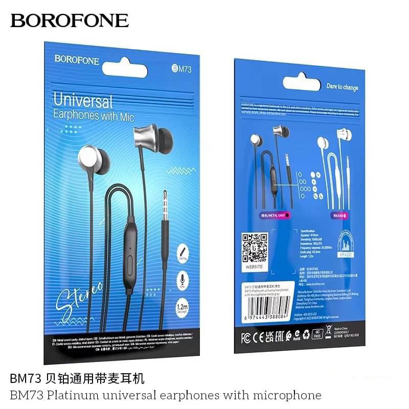 BOROFONE BM73 Singer หูฟังแบบมีสายพร้อมไมค์ ปลั๊กเสียง 3.5 มม. สาย 1.2 ม | Shopee Thailand