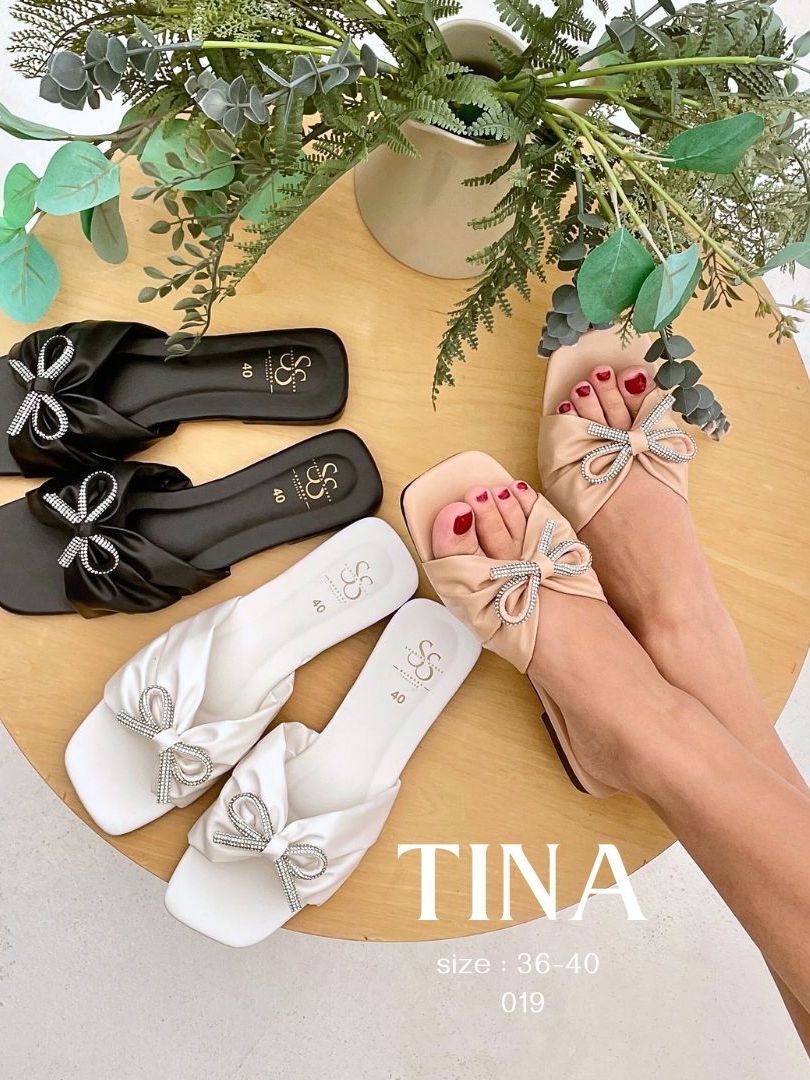 *ขายดี* Sharisa Shoes รุ่น TINA (019) รองเท้าแตะหน้าโบว์เส้นเพชร พื้น ...