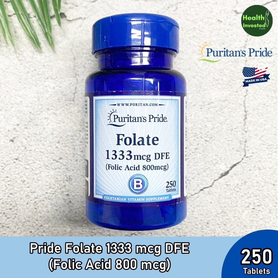 Folate 1333 mcg DFE (Folic Acid 800 mcg) 250 Tablets โฟลิค โฟเลต ...