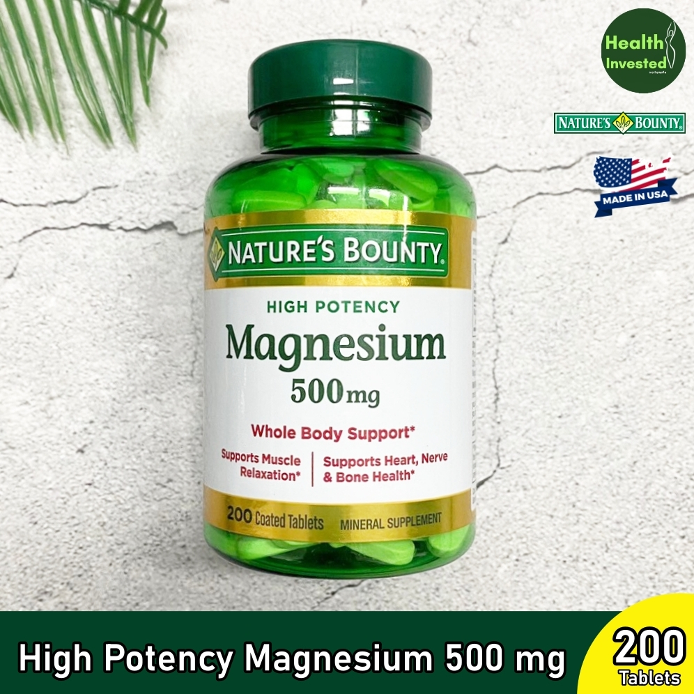 High Potency Magnesium 500 mg 200 Coated Tablets แมกนีเซียม | Shopee ...