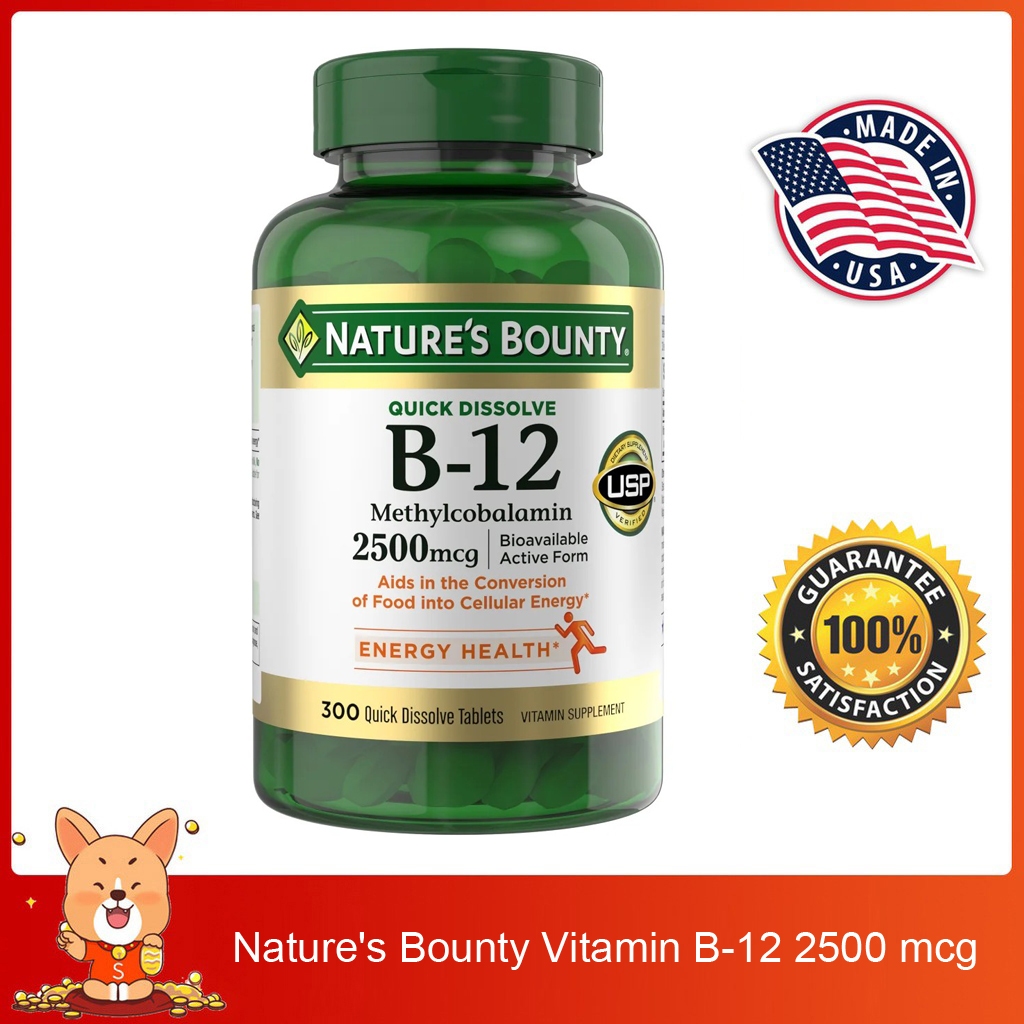 (Exp.10/2027)Nature's Bounty Vitamin B-12 2500 mcg, 300 Quick Dissolve ...