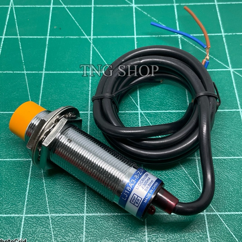 LJ18A3-8-Z/AY Proximity Sensor Switch เซ็นเซอร์ตรวจจับโลหะ M18 ระยะตรวจจับ 8mm PNP NC 300mA 6 ...