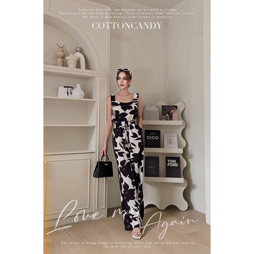 #AdaStudio #CottonCandy #New Jida Set #ชุดเซทแขนกุดแมทช์กางเกงขายาวลายดอกขาวดำเก๋ๆ ต้อนรับSummer ...