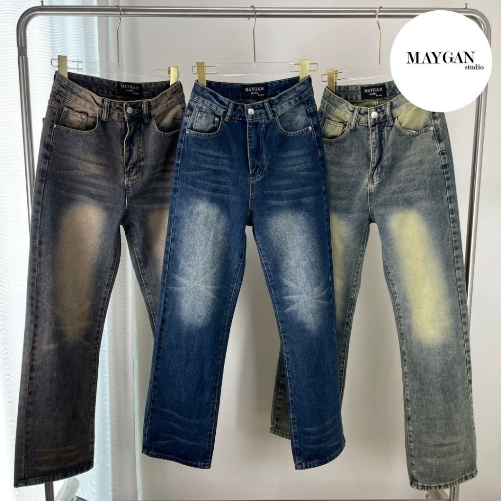 MAYGAN studio กางเกงยีนส์เมแกน Arielle Jeans กระบอกเล็ก เอวสูง สีสนิม ...