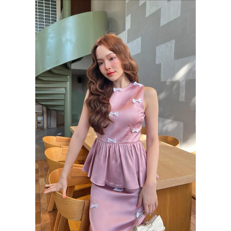 C186 BELLITA BRAND ชุดเซ็ทกระโปรงแต่งน้องโบว์ ชุดใส่ออกงาน ใส่เที่ยว | Shopee Thailand