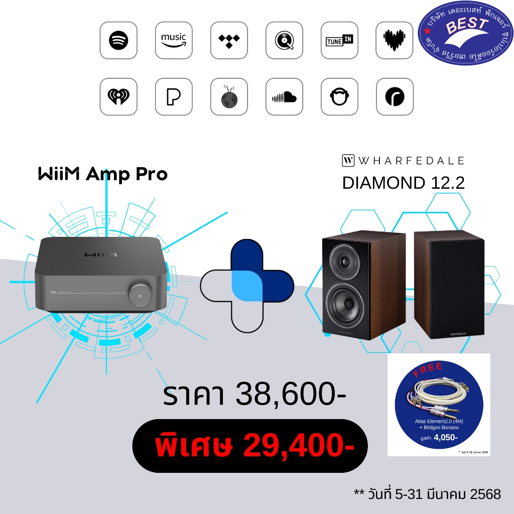 Wiim Amp Pro streaming amplifier + Wharfedale Diamond 12.2 Speakers (Pair) | Shopee Thailand