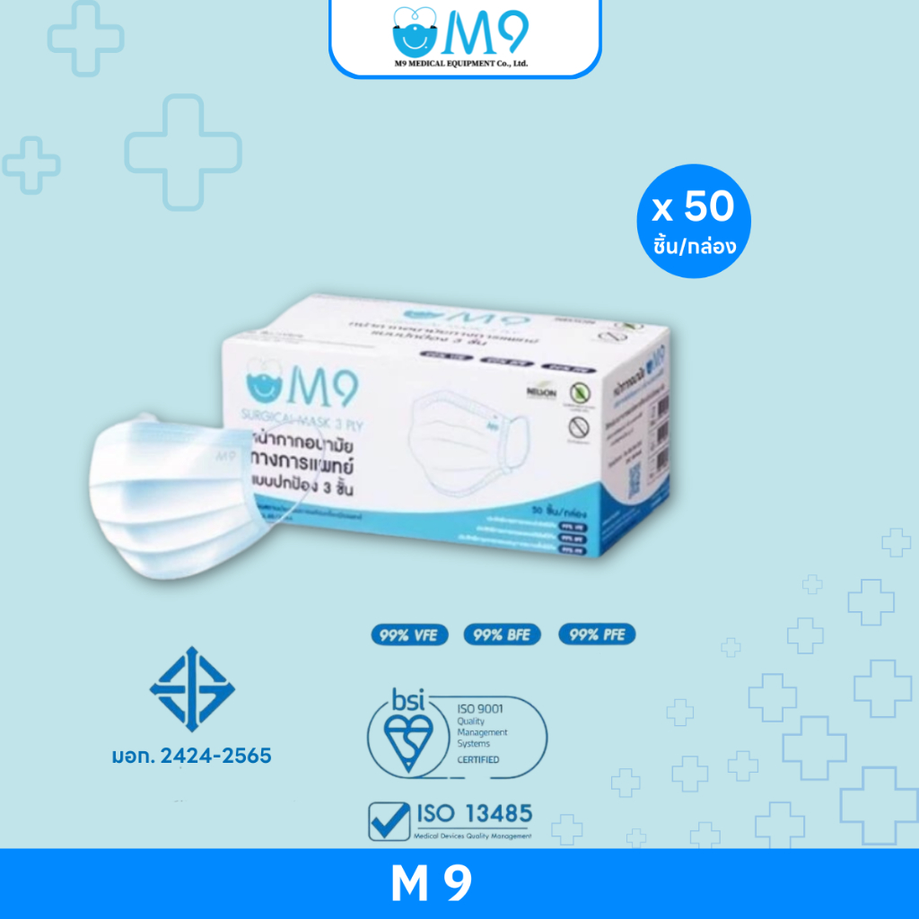 [Level 2] M9 Mask 3 PLY หน้ากากอนามัย น้ากากอนามัยผู้ใหญ่ ทางการแพทย์ ...
