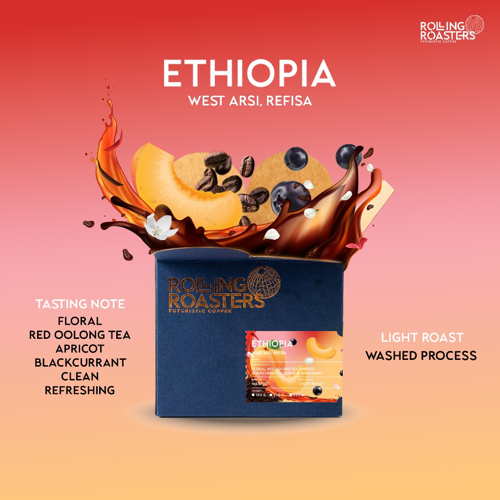 Rolling Roasters เมล็ดกาแฟ Ethiopia West Arsi, Refisa, Washed - คั่ว ...