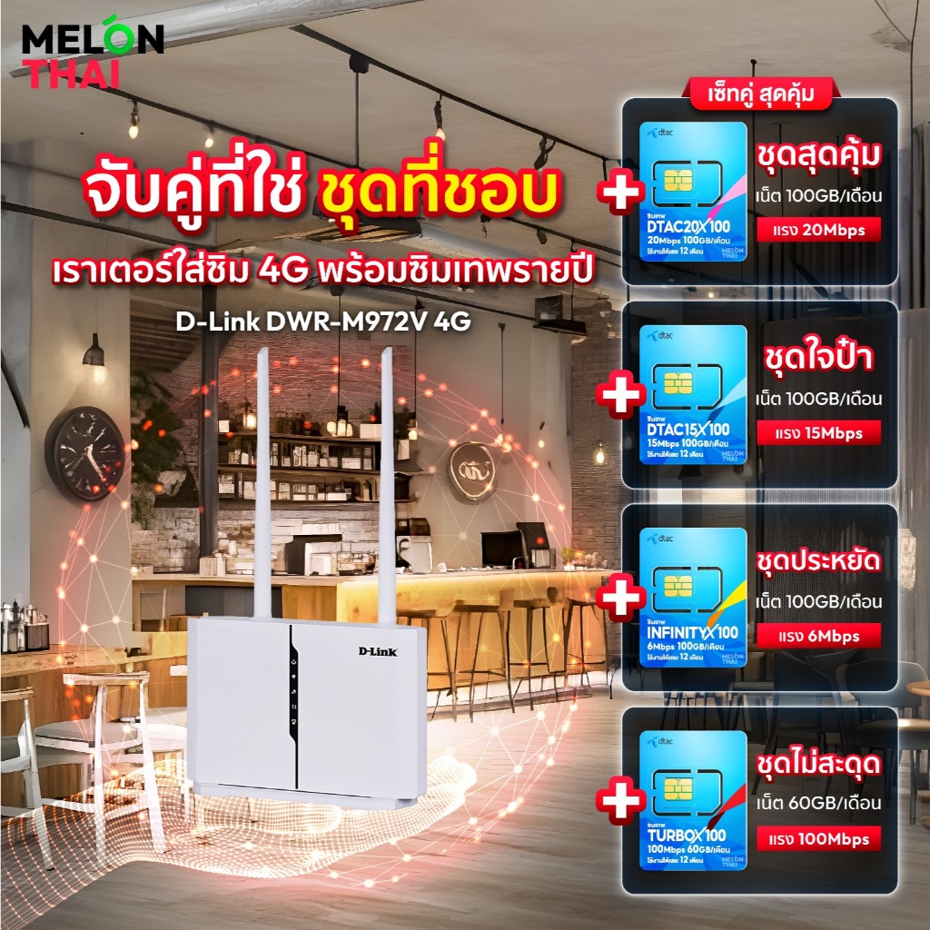 [ NEW ] เราเตอร์ใส่ซิม D-LINK (DWR-M972V) 4G+ Cat7 AC1200 Wireless Dual Band Gigabit Router ( By ...