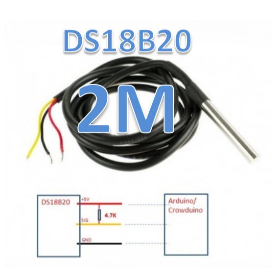 DS18B20 (One Wire Waterproof(กันน้ำ) Temperature Sensor) สายยาว 2 เมตร | Shopee Thailand