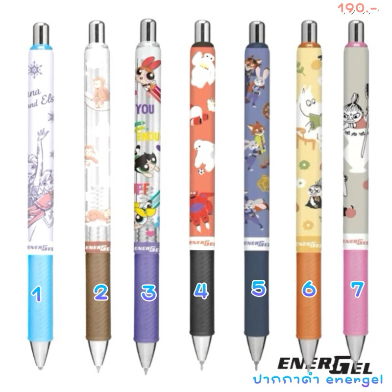 พร้อมส่ง !!! ปากกาเจล energel หมึกดำ disney moomin powerpuff frozen ...