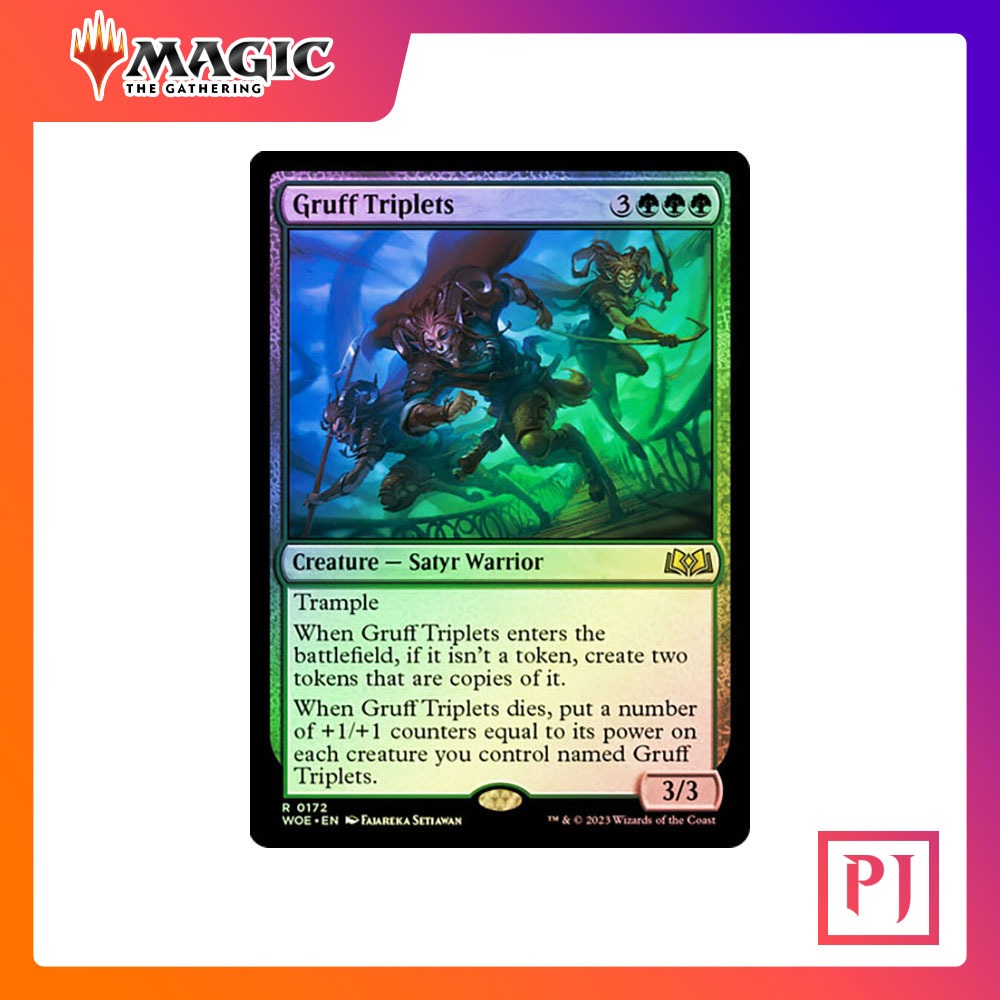 [MTG] Gruff Triplets [WOE] [GREEN] [RARE] [FOIL] [ENG] (การ์ดเมจิค ...