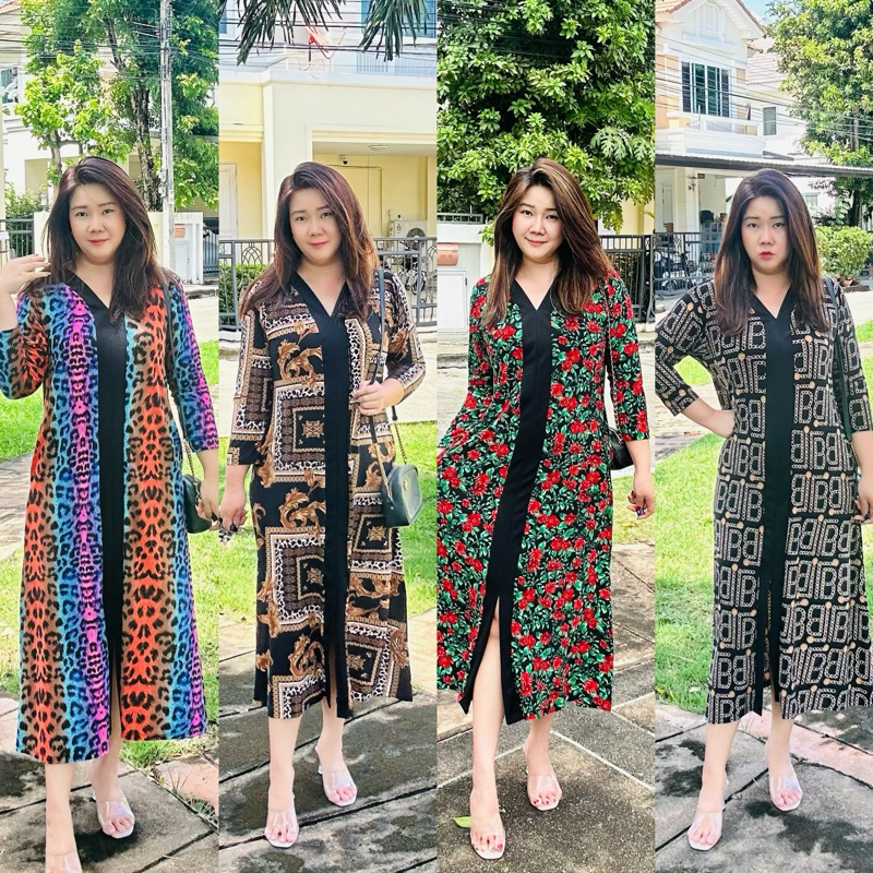 เดรสสาวอวบ เดรสคนอ้วน อก 38-50 ผ้าไอทีวาย ผ่าหน้า dress plussize | Shopee Thailand