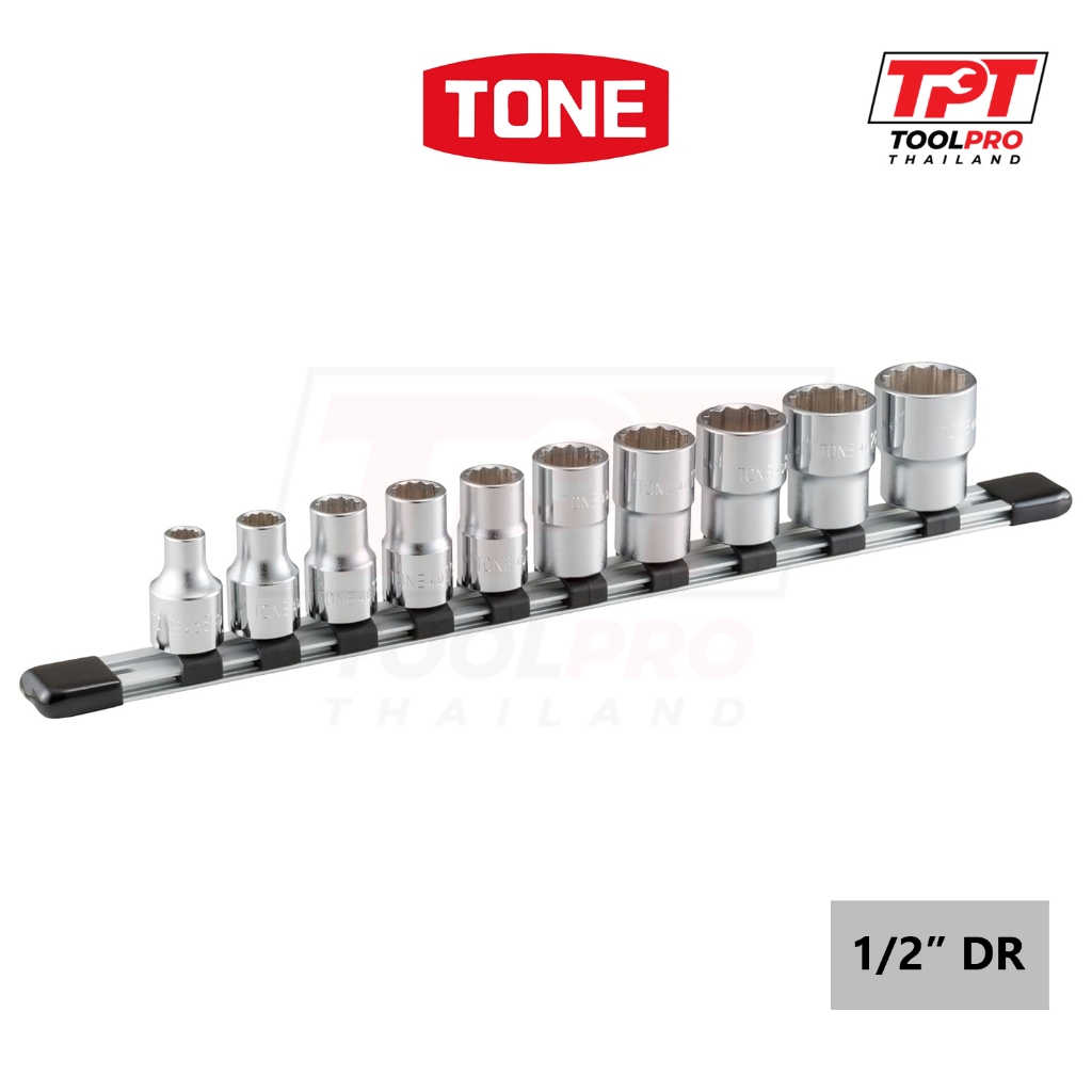 TONE ชุดลูกบล็อก 1/2", 12P, 10 ชิ้น, Socket Set with Holder (HD410) | Shopee Thailand