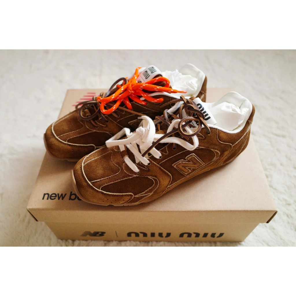 【ของแท้ 100%】New Balance X MIU MIU NB 530 SL Brown รองเท้าผ้าใบ ...